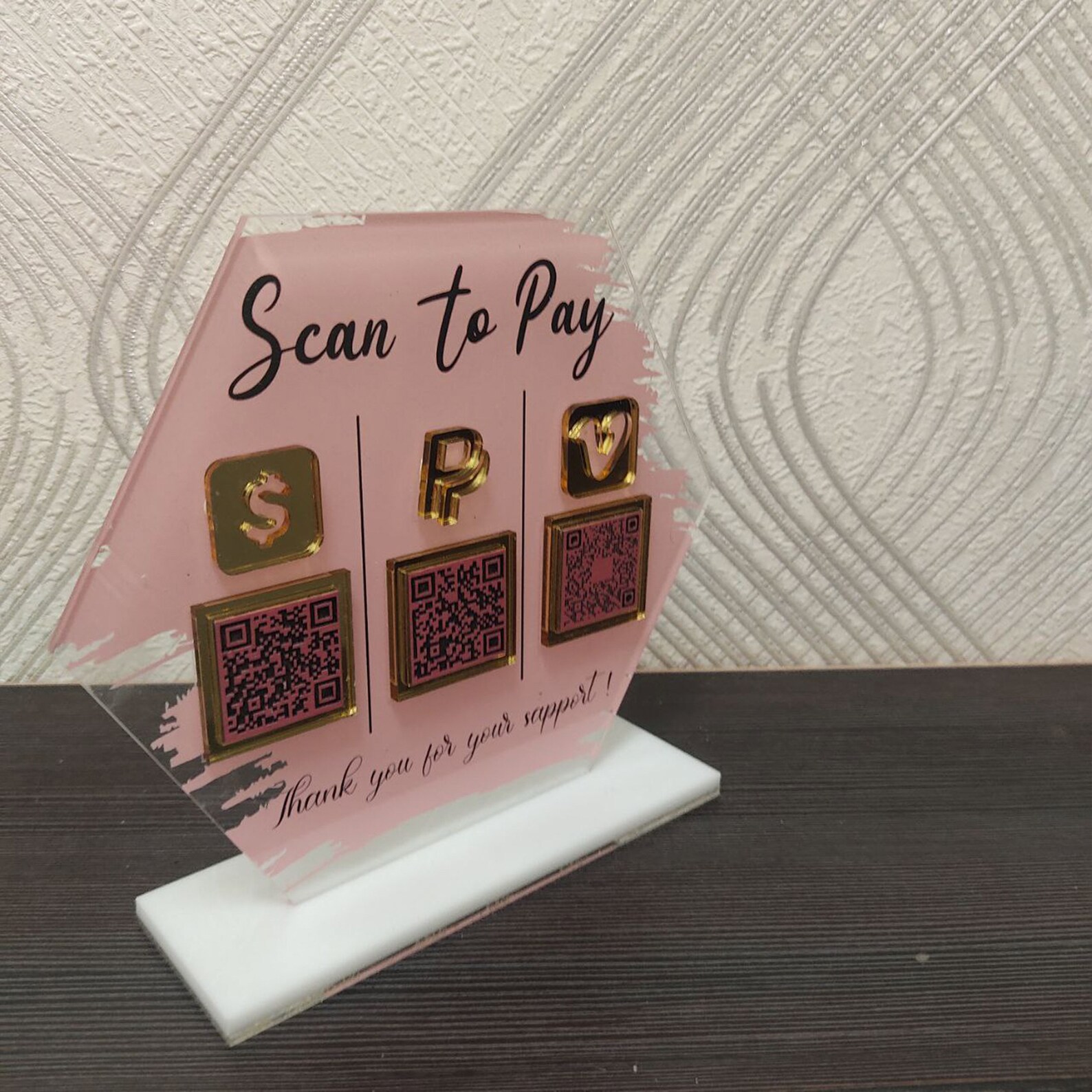 Scan to Pay - Custom Payment Sign 3D QR Code for Quick Payment. Small ...