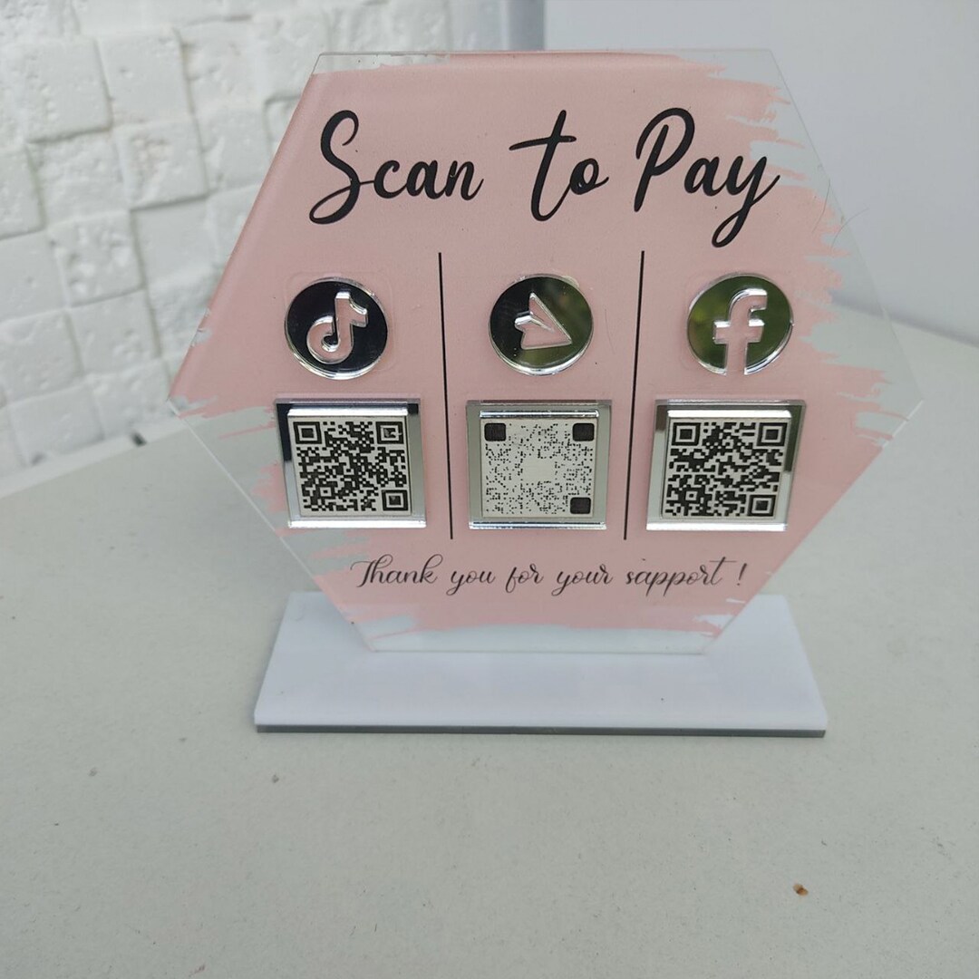 Custom Payment Sign Scan to Pay 3D QR Code for Quick Payment. Small ...