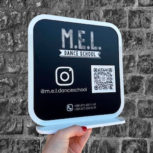 Acrylic QR Code Sign. Reception Desk Custom QR Code Plaque, Social ...