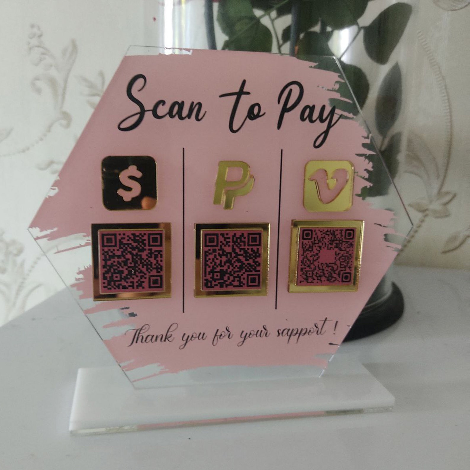 Scan to Pay - Custom Payment Sign 3D QR Code for Quick Payment. Small ...