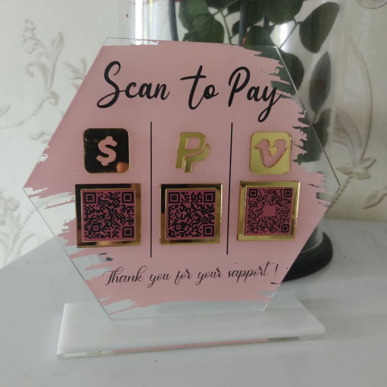 Scan to Pay Custom Payment Sign 3D QR Code for Quick Payment. Small ...