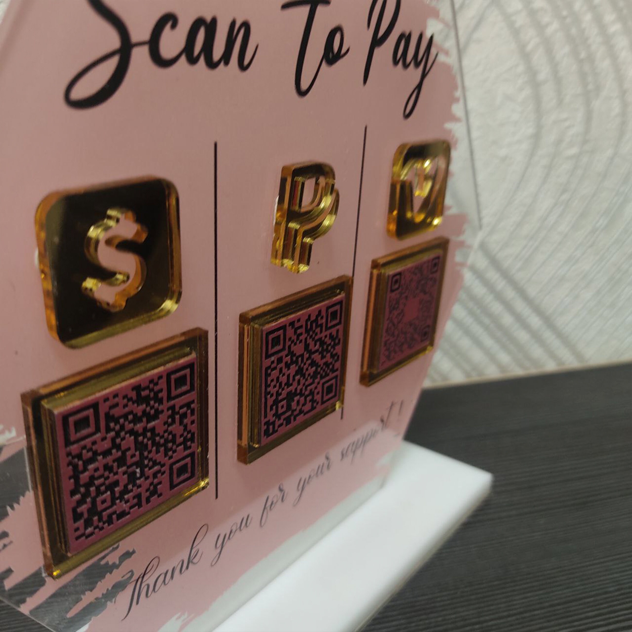 Scan to Pay - Custom Payment Sign 3D QR Code for Quick Payment. Small ...