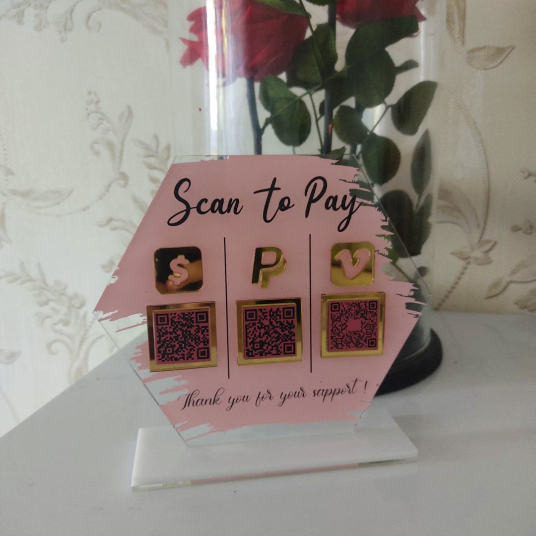 Scan to Pay - Custom Payment Sign 3D QR Code for Quick Payment. Small ...