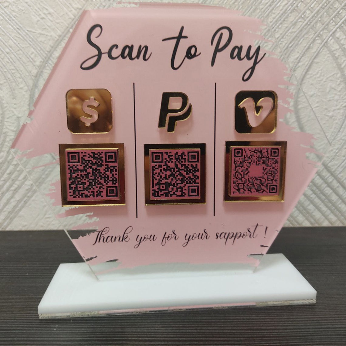 Scan to Pay - Custom Payment Sign 3D QR Code for Quick Payment. Small ...