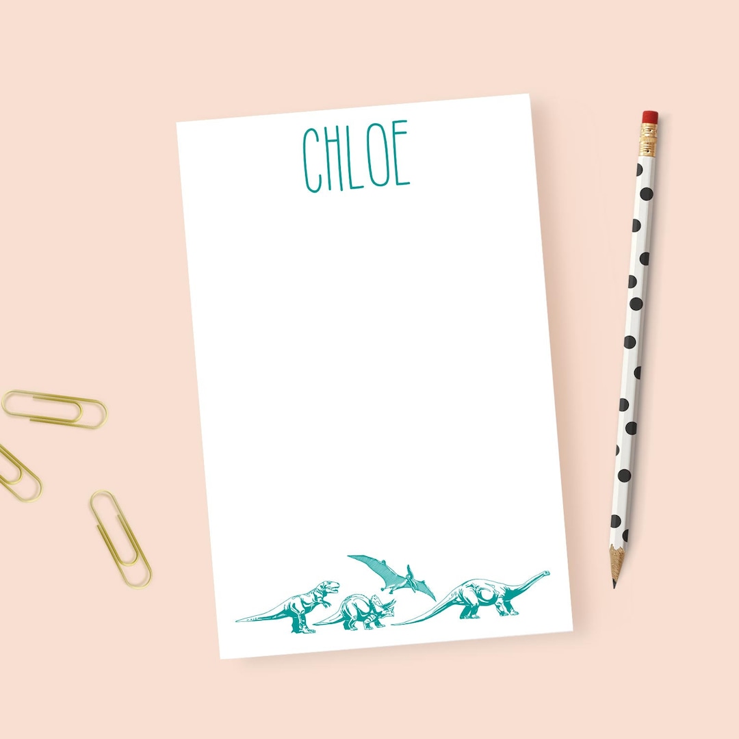 Personalized Dinosaur Notepad, Dinosaur Stationery Notepad Personalized ...