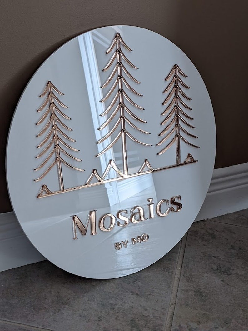 Single Colour Layered Acrylic Logo White Acrylic Circle With | Etsy