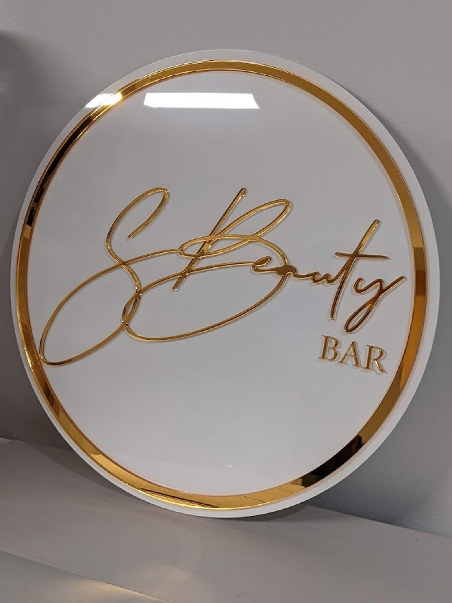 Single Colour Layered Acrylic Logo White Acrylic Circle With | Etsy