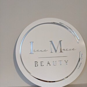 Single Colour Layered Acrylic Logo White Acrylic Circle With Mirror ...
