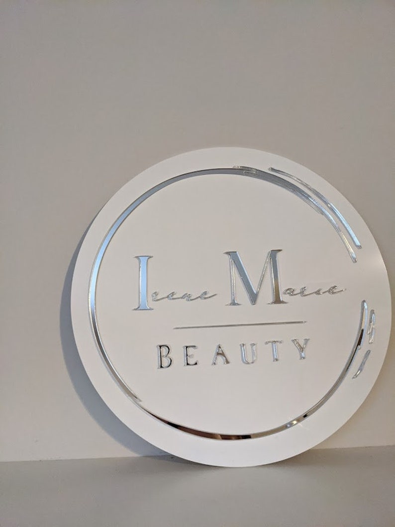 Single Colour Layered Acrylic Logo White Acrylic Circle With | Etsy