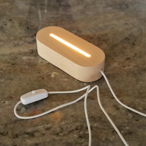 Wood LED Oblong Base With White Lights Dimmable Warm and Cool White ...