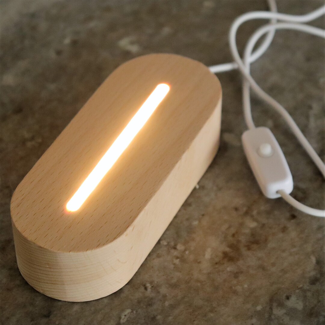 Wood LED Oblong Base With White Lights Trophy Stand Night - Etsy