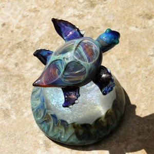 Solid Glass Memorial Pyramid With Sea Turtle Ashes in Glass Sea Turtle ...