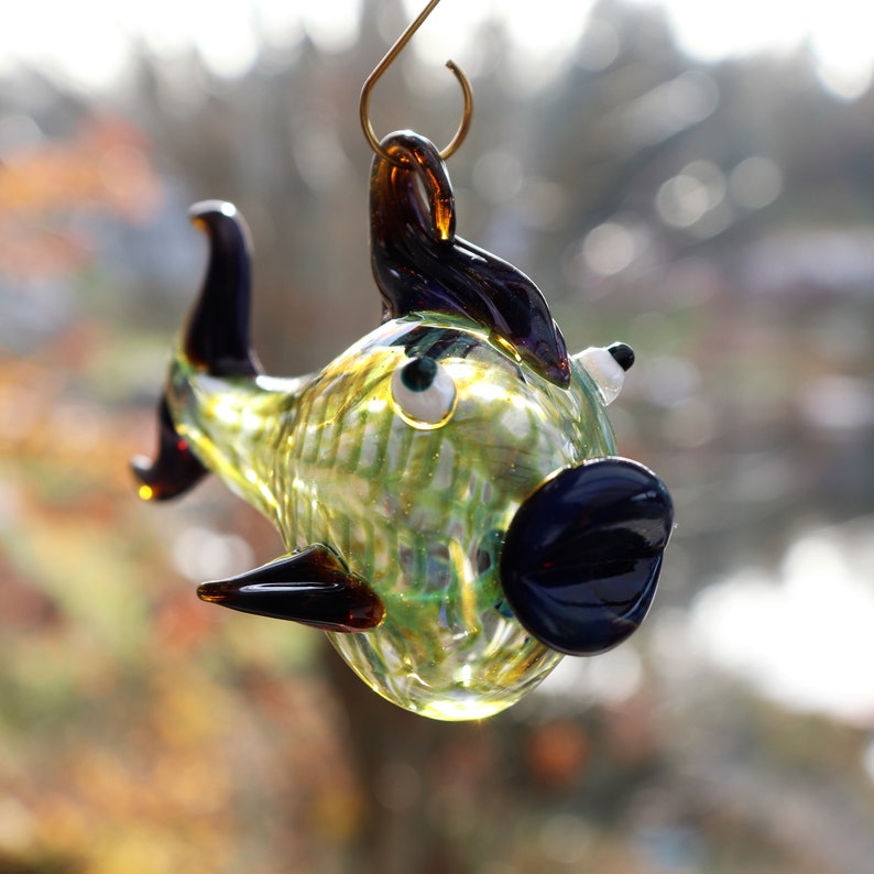 Whimsical Glass Fish Ornament Kissy Lips Funny Fish Gift - Etsy