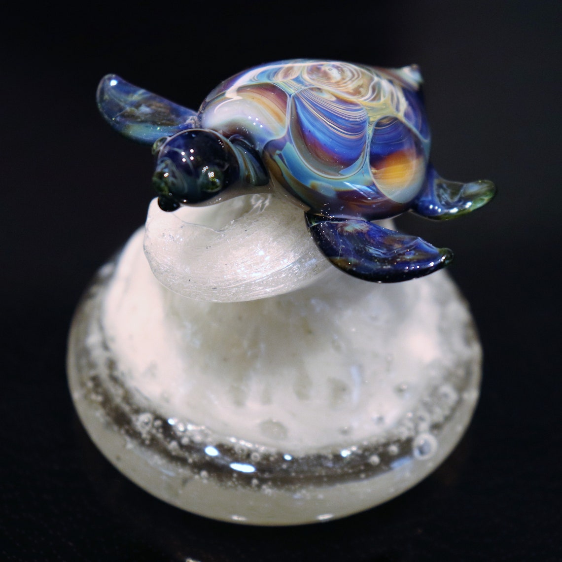 Solid Glass Sea Turtle on a Sea Foam Wave Glass Art - Etsy