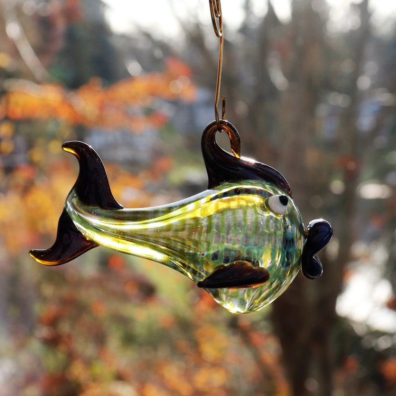 Whimsical Glass Fish Ornament Kissy Lips Funny Fish Fisherman Gift ...