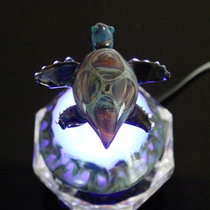 Solid Glass Memorial Pyramid With Sea Turtle Ashes in Glass Sea Turtle ...