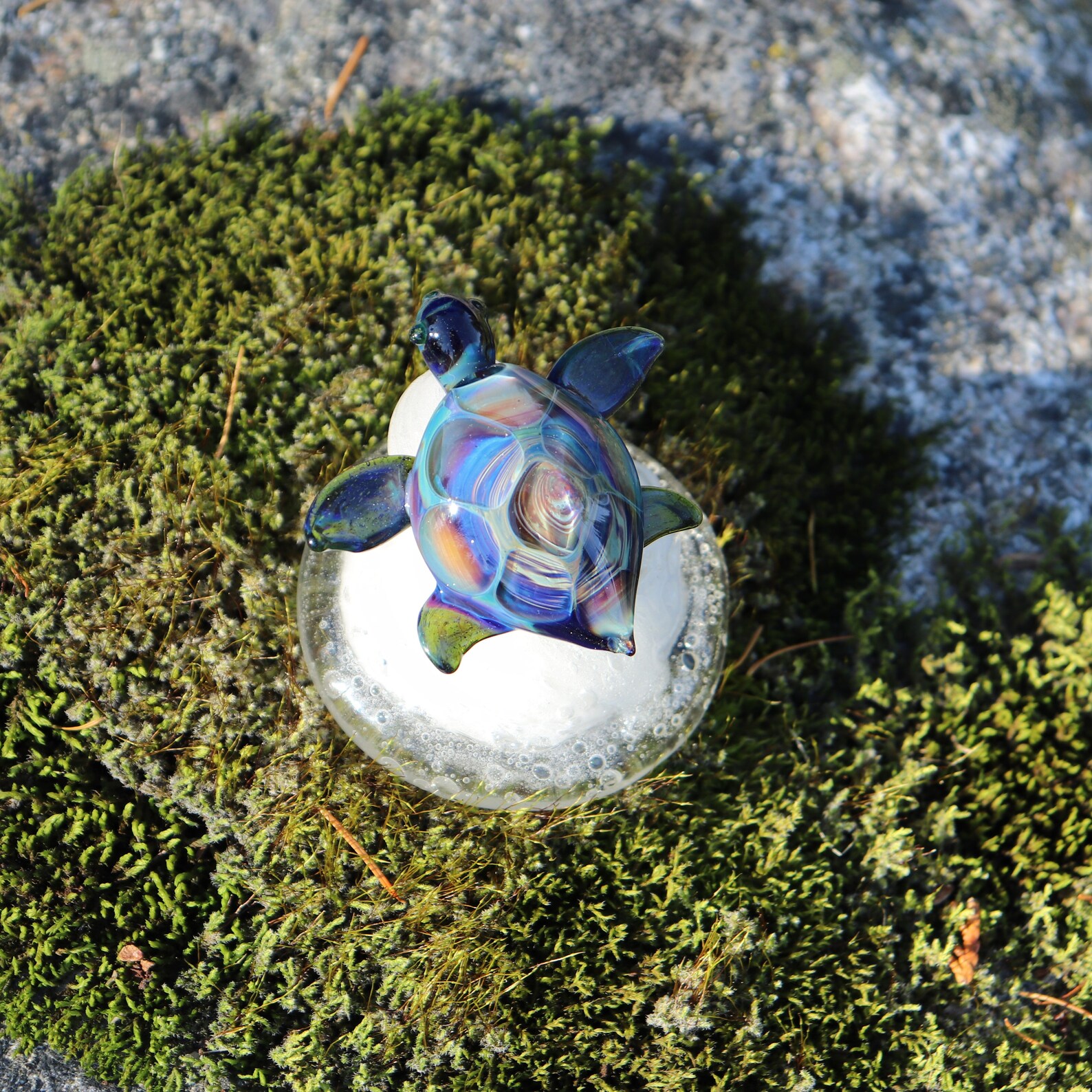 Solid Glass Sea Turtle on a Sea Foam Wave Glass Art - Etsy