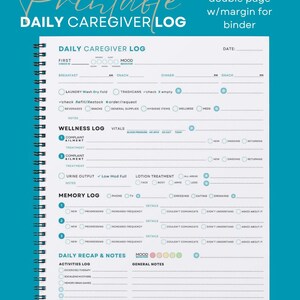 Printable Daily Caregiver Log (focused Design for Memory Care Patients ...