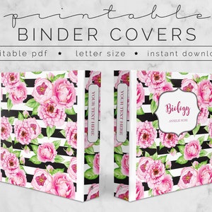 Shabby Rose - Printable Binder Cover & Insert - 8.5x11 - PDF - Instant ...