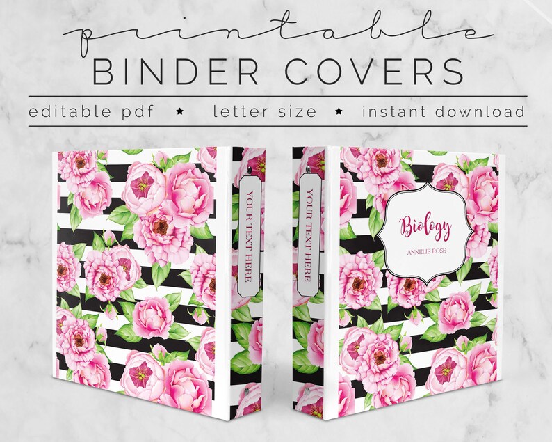 Shabby Rose - Printable Binder Cover & Insert - 8.5x11 - PDF - Instant ...