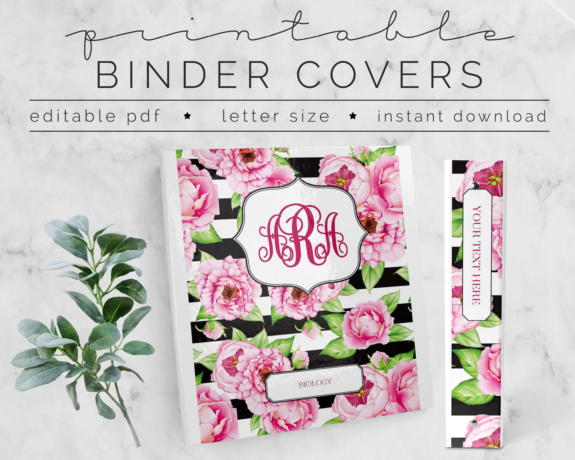 Shabby Rose - Printable Binder Cover & Insert - 8.5x11 - PDF - Instant ...