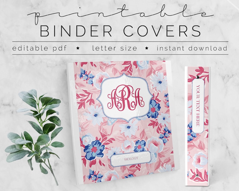 Shabby Pink Floral - Printable Binder Cover & Insert - 8.5x11 - PDF ...