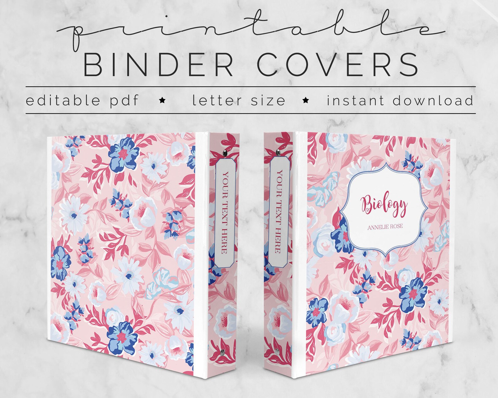 Shabby Pink Floral - Printable Binder Cover & Insert - 8.5x11 - PDF ...