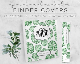 Printable Binder Covers - Monogram - Floral - 8.5x11 - Editable Text ...