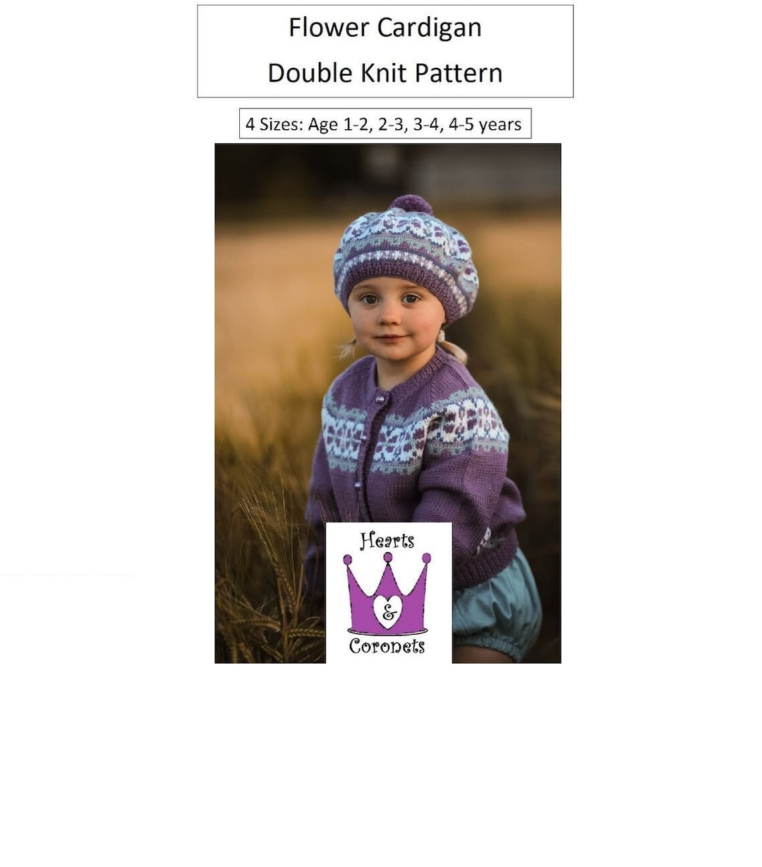 Knitting Pattern - Girls DK Flower Cardigan Pattern - in 4 Sizes 1-2, 2 ...