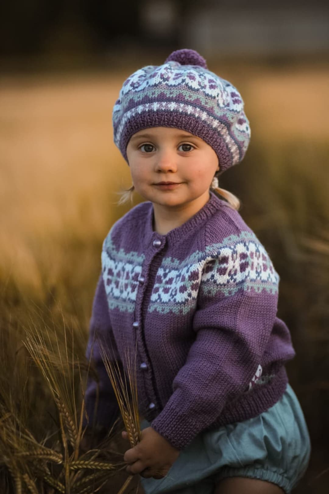 EBONY Girls Fair Isle CARDIGAN - Hand Knitted Floral Cardigan - 3 ...