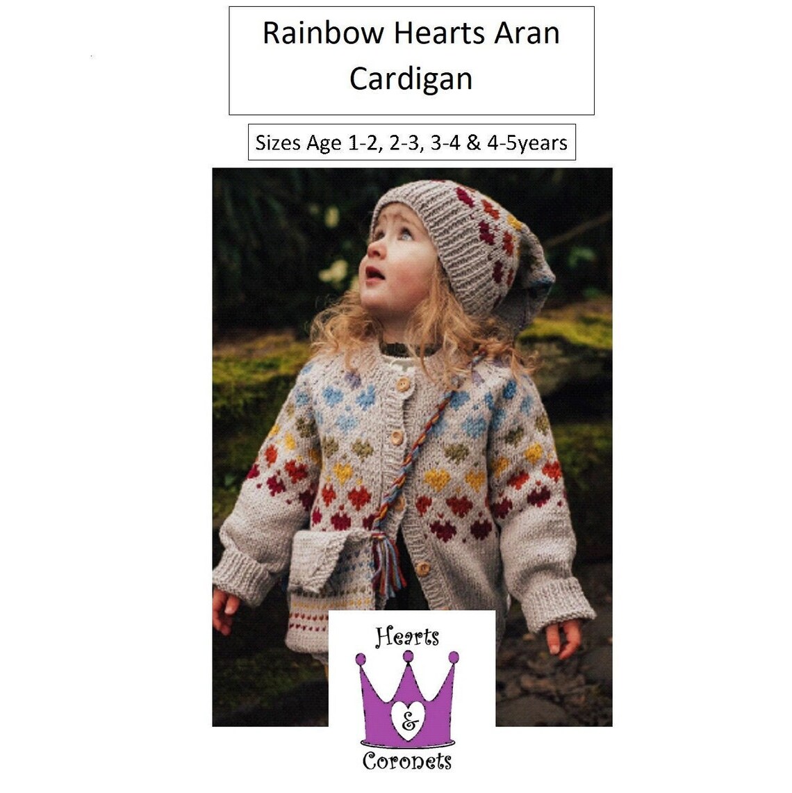 Knitting Pattern Girls Rainbow Hearts Fair Isle Cardigan - Etsy