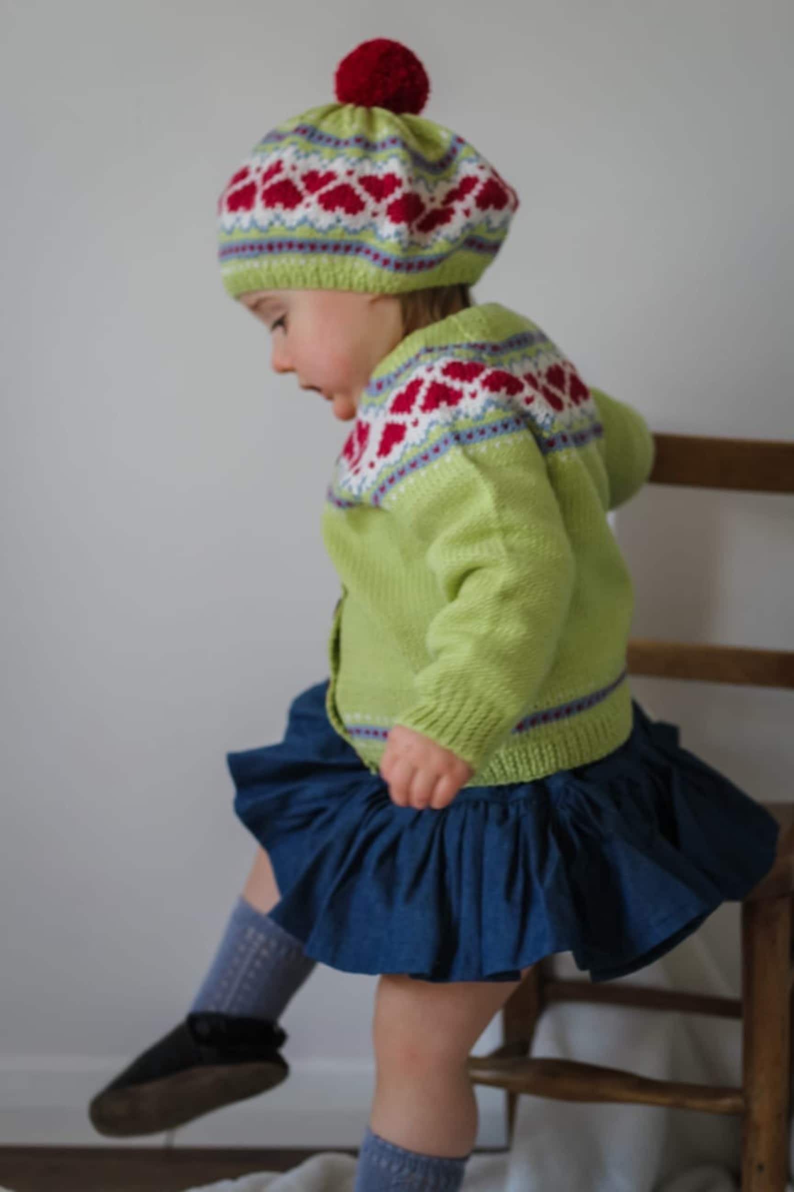 ELOISE Knitting Pattern - Girls DK Heart Cardigan Pattern - in 4 Sizes ...