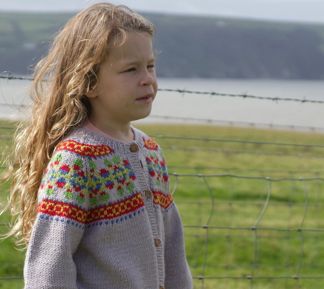 Girls Fair Isle CARDIGAN - Hand Knitted Traditional Vintage Style ...
