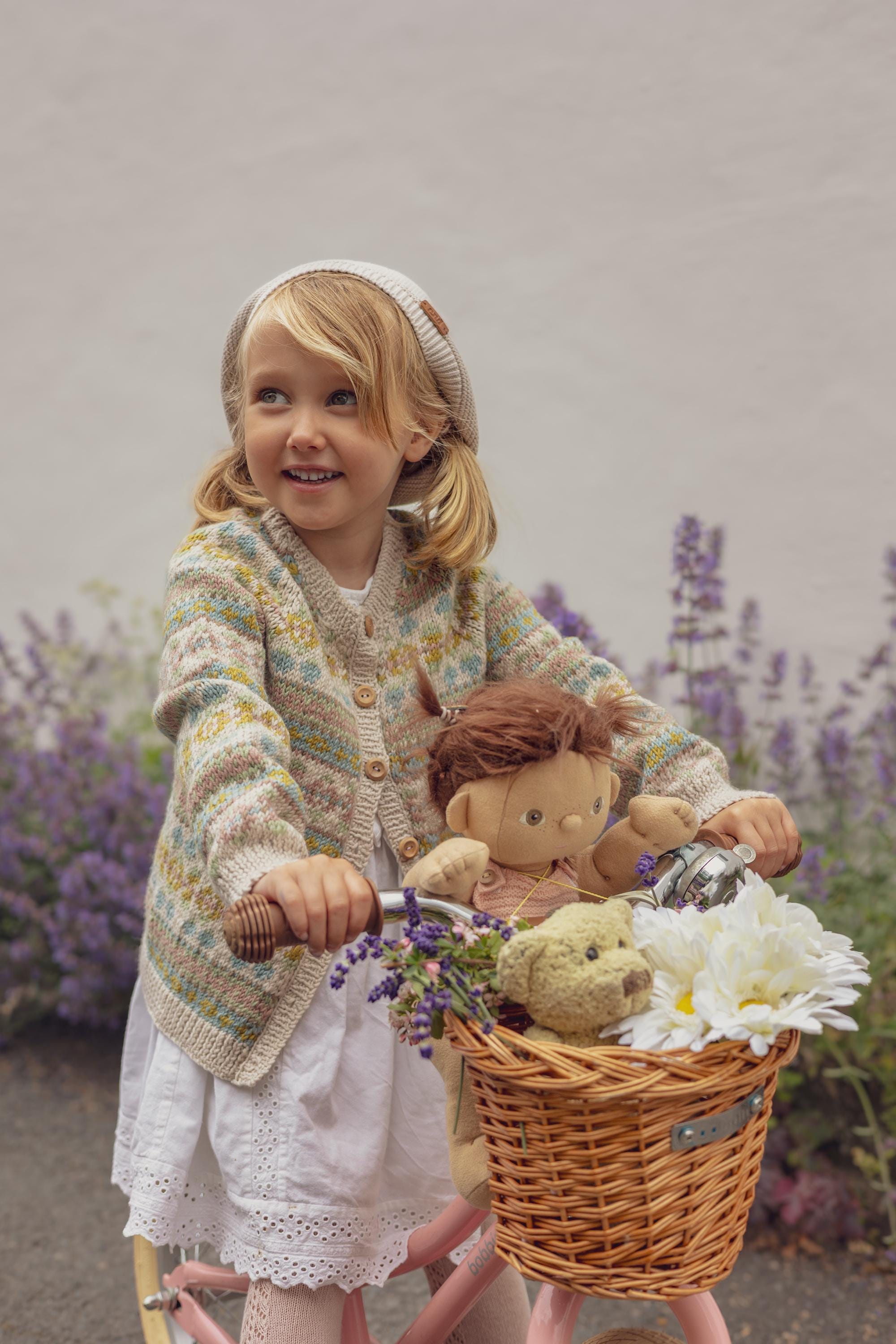 HAND KNITTED Heirloom Girls Fair Isle CARDIGAN - Pastel Shades - 7 ...