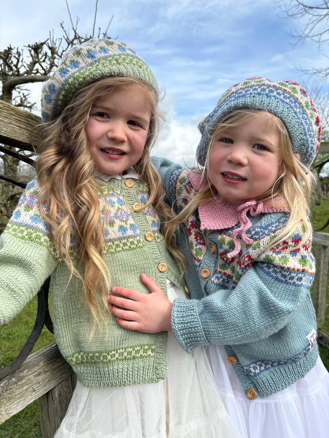 Traditional Fair Isle Girls CARDIGAN Hand Knitted - Available in Blue ...