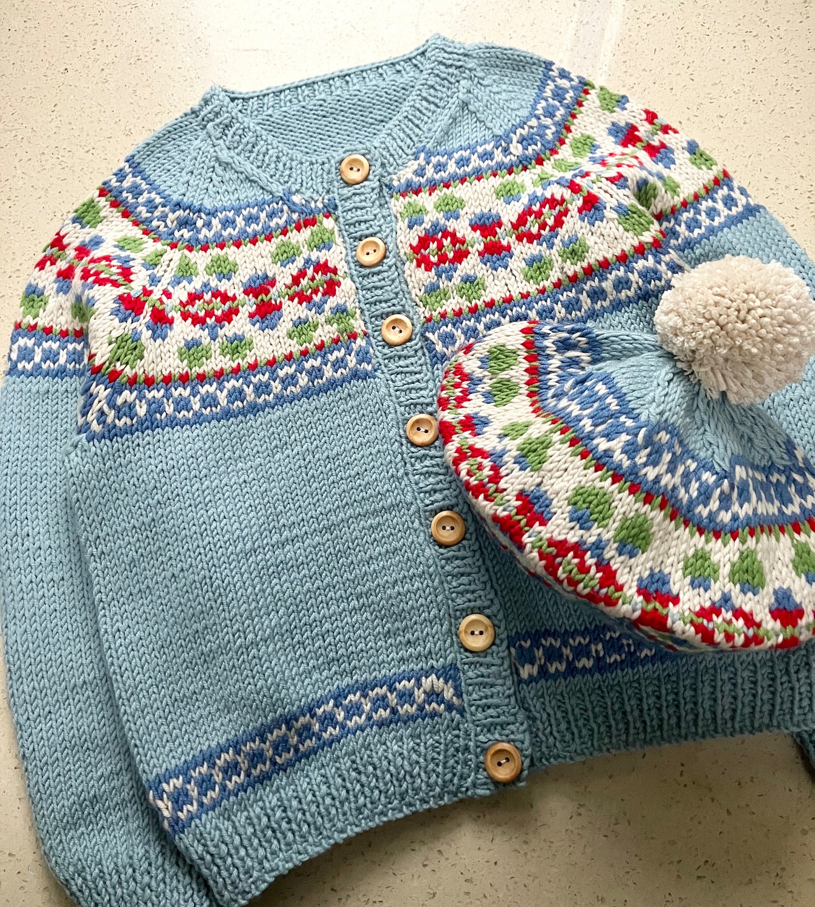 Traditional Fair Isle Girls CARDIGAN - Hand Knitted - Available in Blue ...
