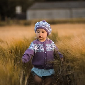 Girls Fair Isle CARDIGAN - Hand Knitted Floral Cardigan - 3 Colours ...