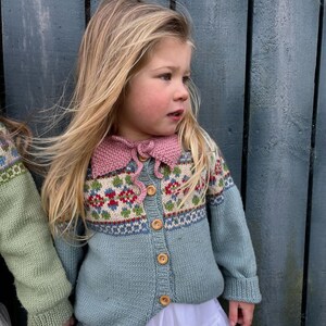 Knitting Pattern - Girls DK Fair Isle Cardigan Pattern - in 4 Sizes 1-2 ...