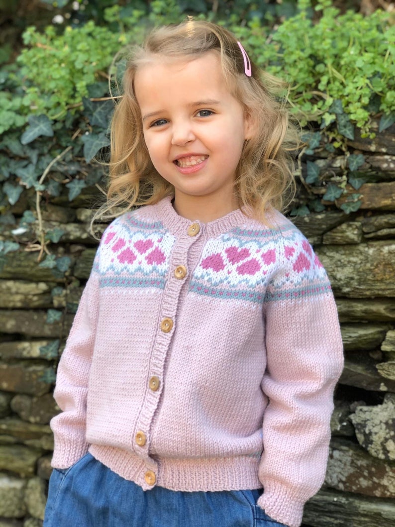 Knitting Pattern Girls DK Heart Cardigan Pattern in 4 - Etsy UK