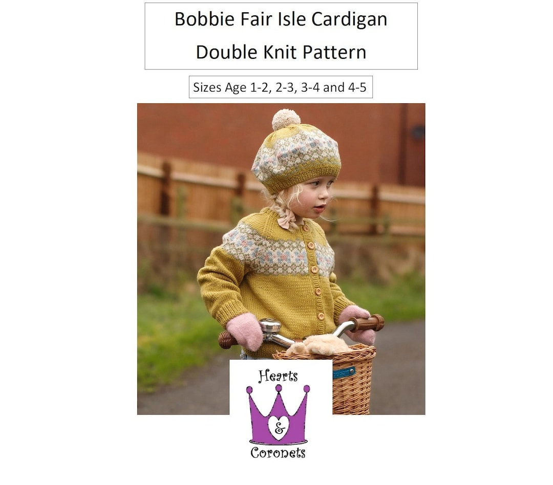 Knitting Pattern - Girls DK Fair Isle Cardigan Pattern - in 4 Sizes 1-2 ...