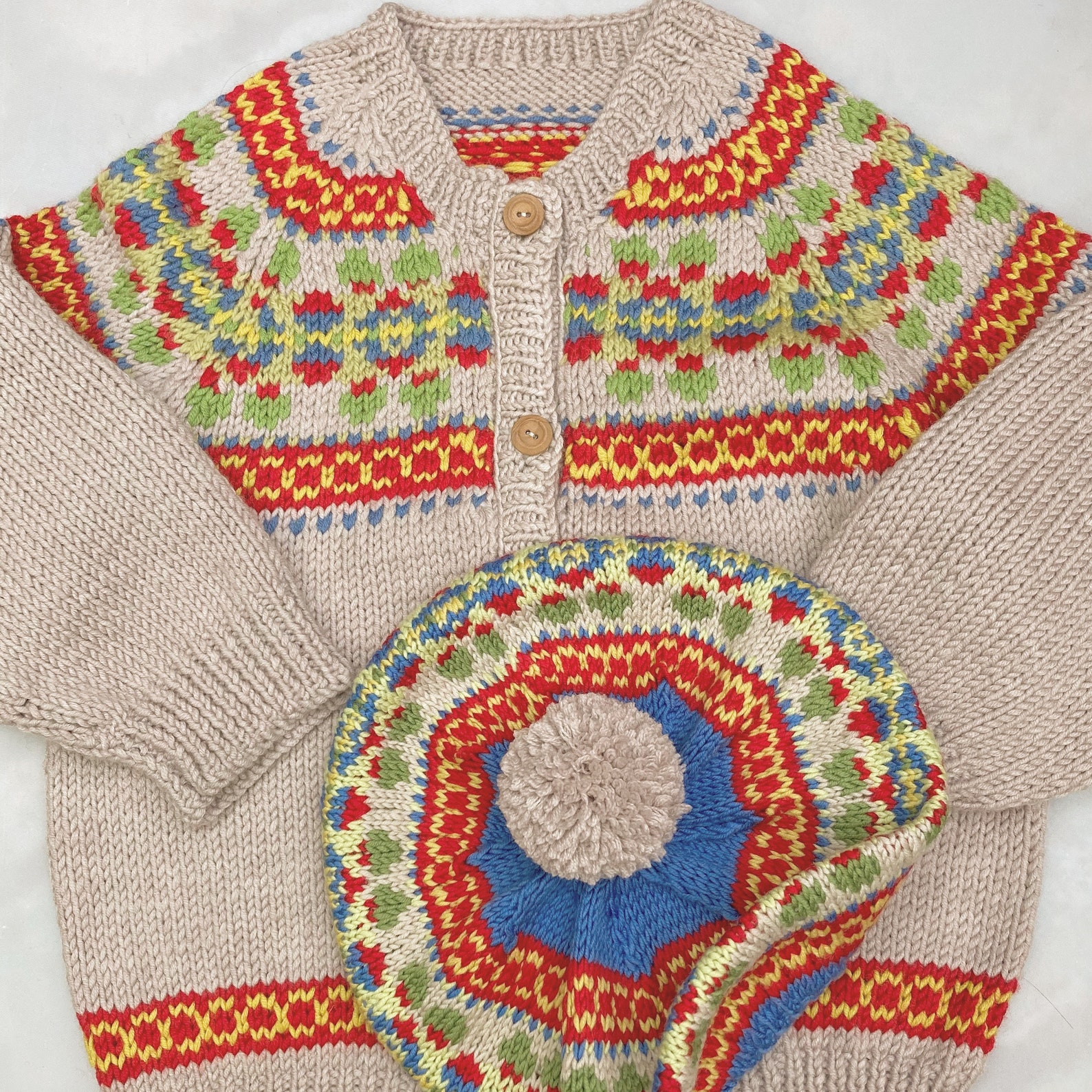Girls Fair Isle CARDIGAN - Hand Knitted Traditional Vintage Style ...