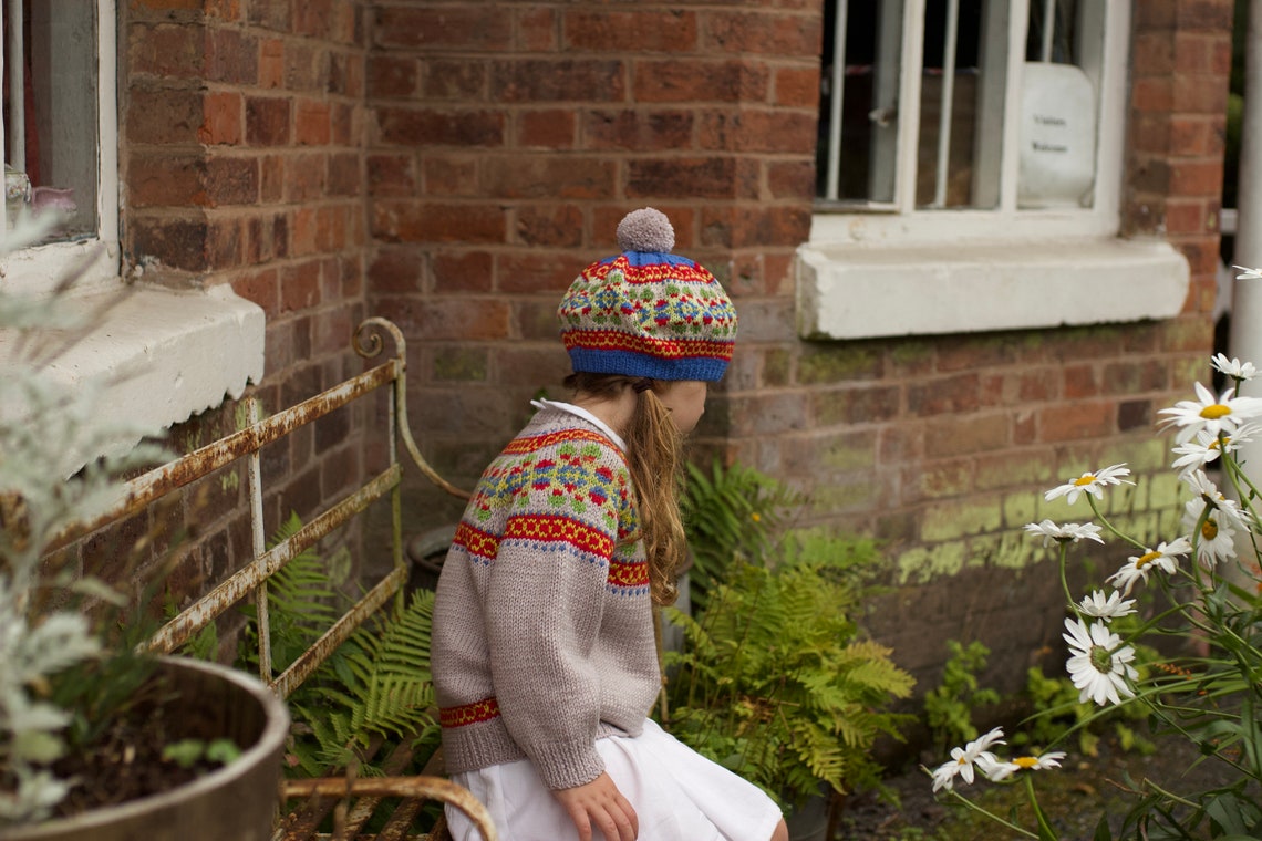 Girls Fair Isle CARDIGAN - Hand Knitted Traditional Vintage Style ...