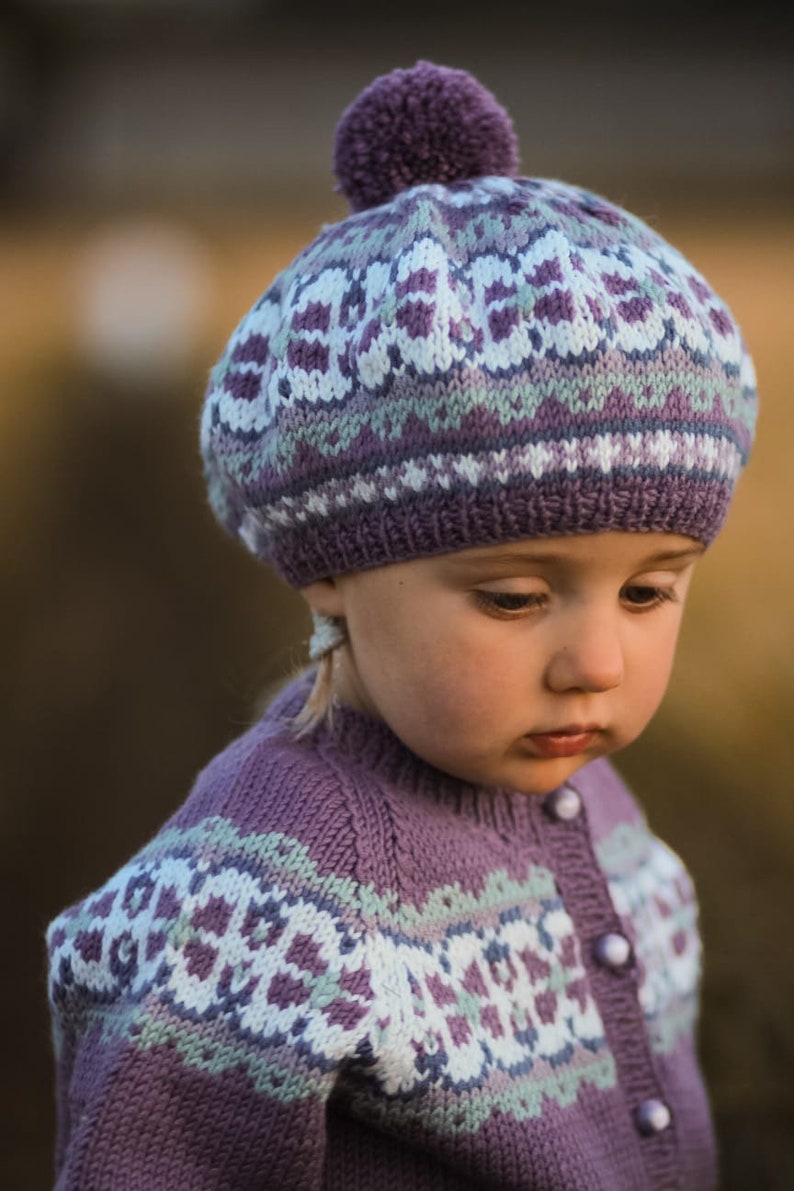 EBONY Girls Fair Isle CARDIGAN - Hand Knitted Floral Cardigan - 3 ...