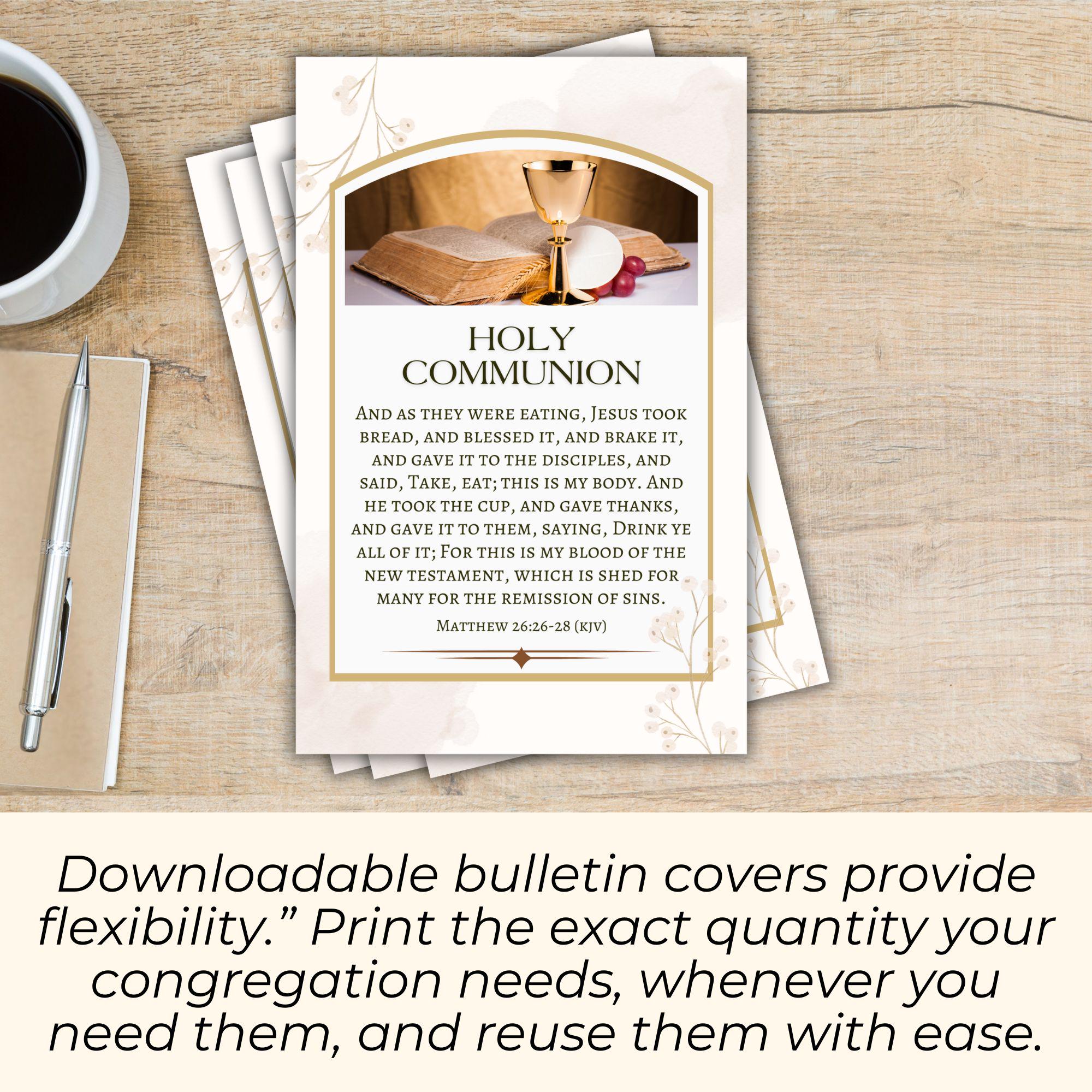 Holy Communion Church Bulletin Cover Art, Verse Matthew 26:26-28 Jesus ...