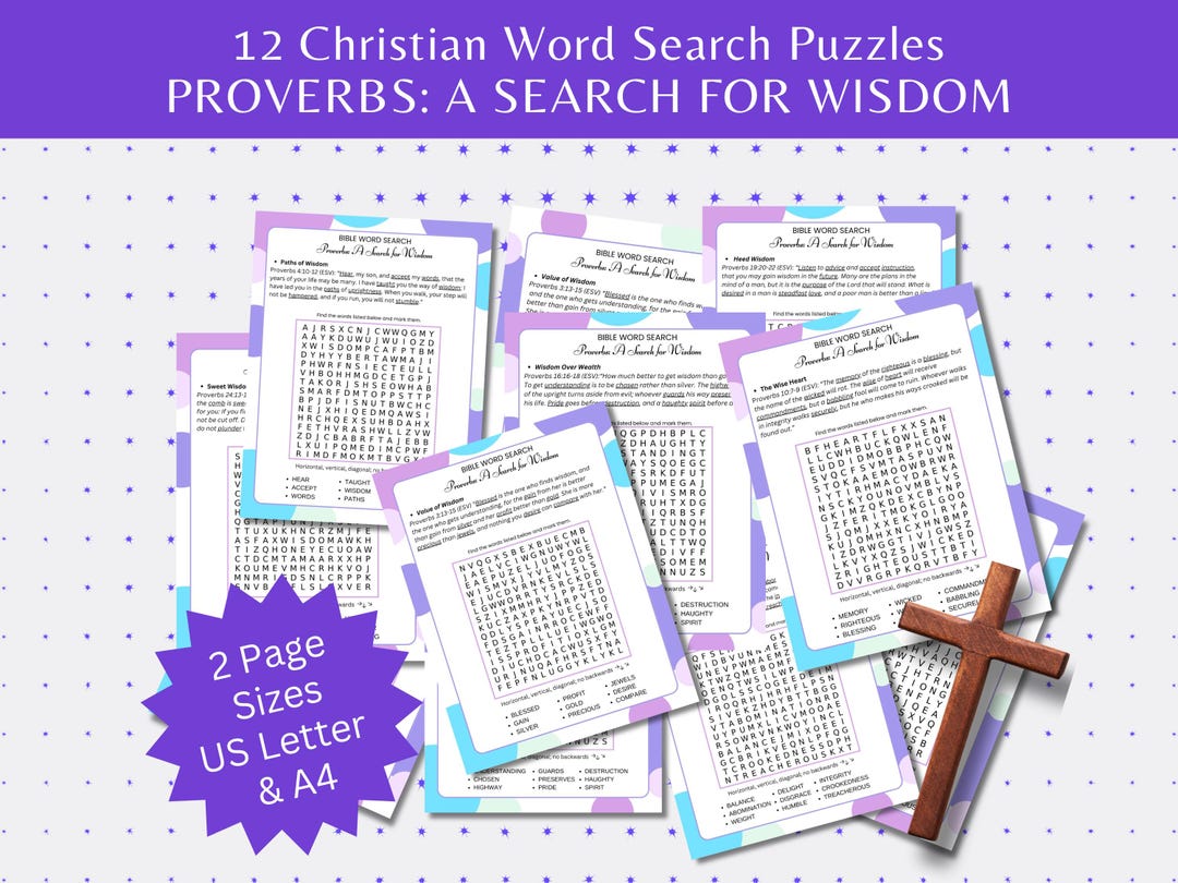 Set of 12 Printable Bible Verse Word Search Puzzles for Adults Teens ...