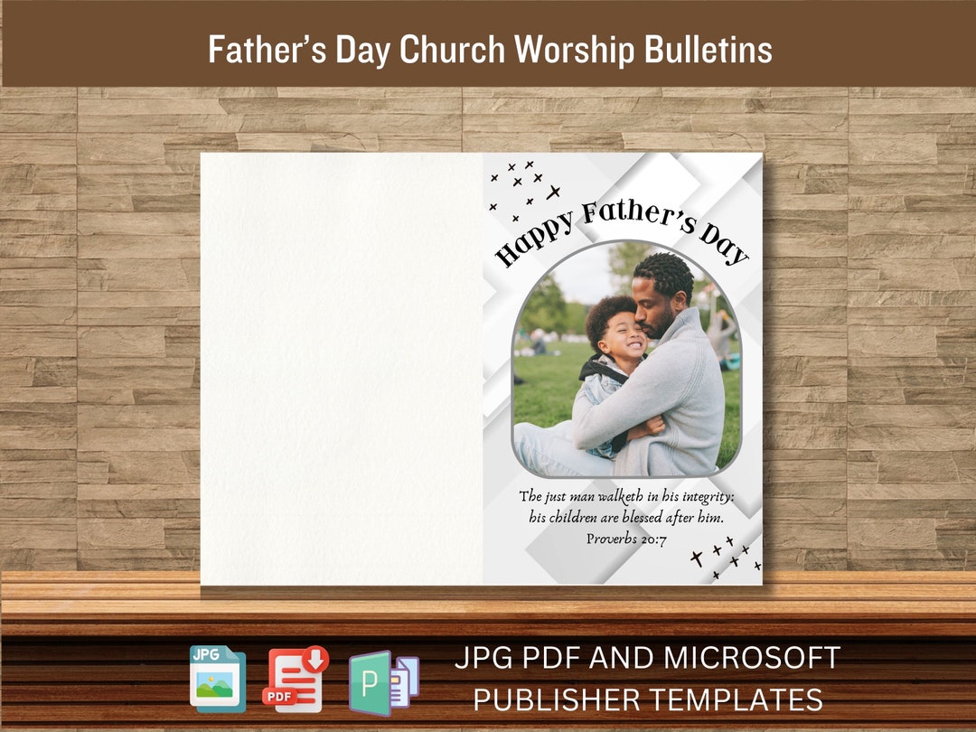 Fathers Day Church Bulletin Program Cover Features Proverbs 20:7 His ...