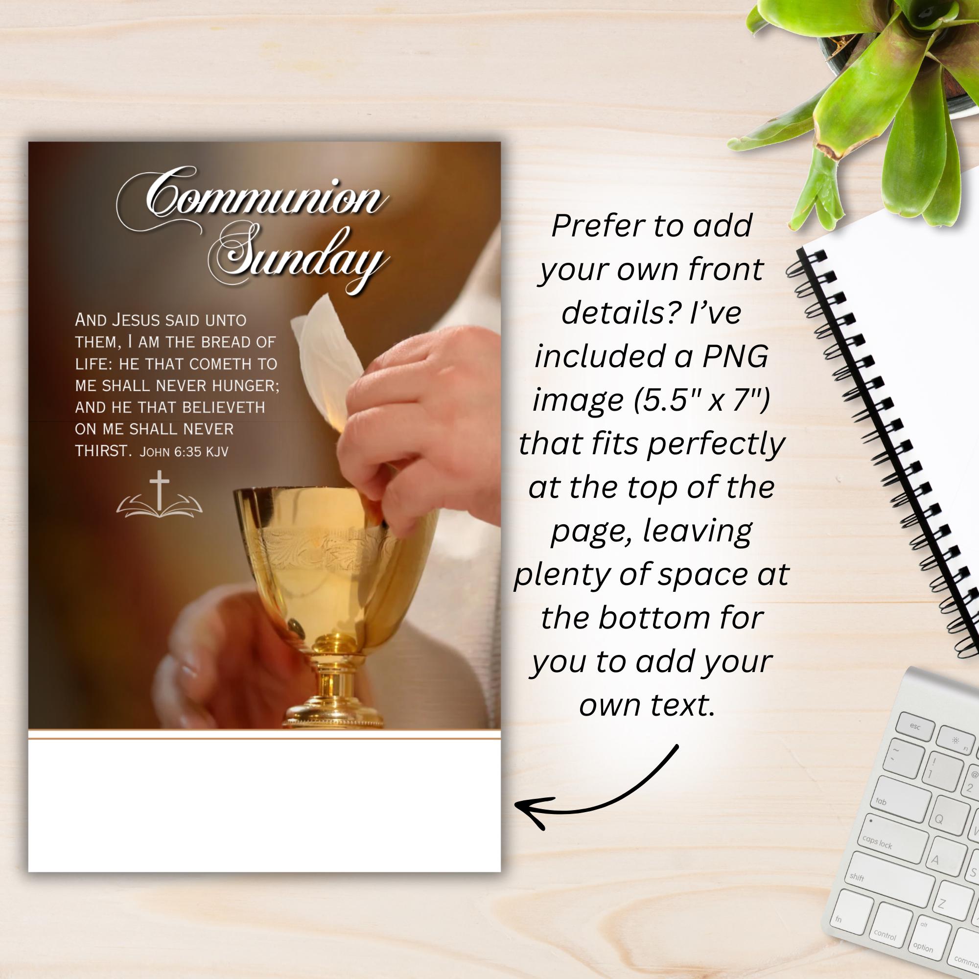 Communion Sunday Church Bulletin Cover Art, Verse John 6:35 the Bread ...