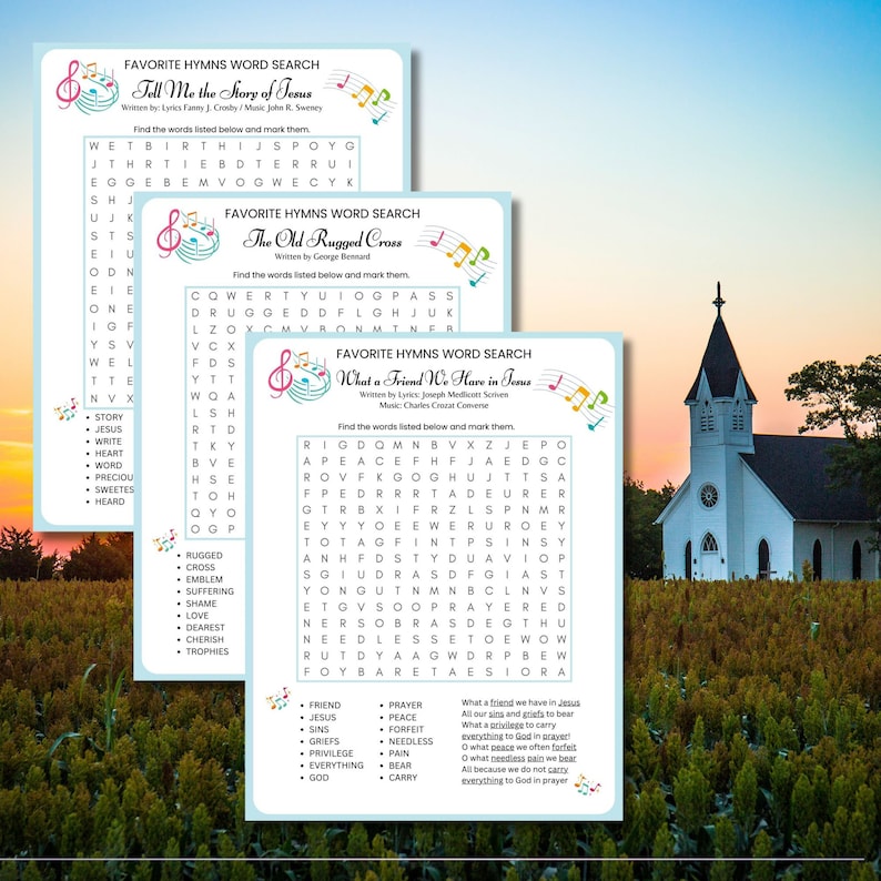 12 Page Set of Printable Bible Word Search Puzzles for Adults and Teens ...