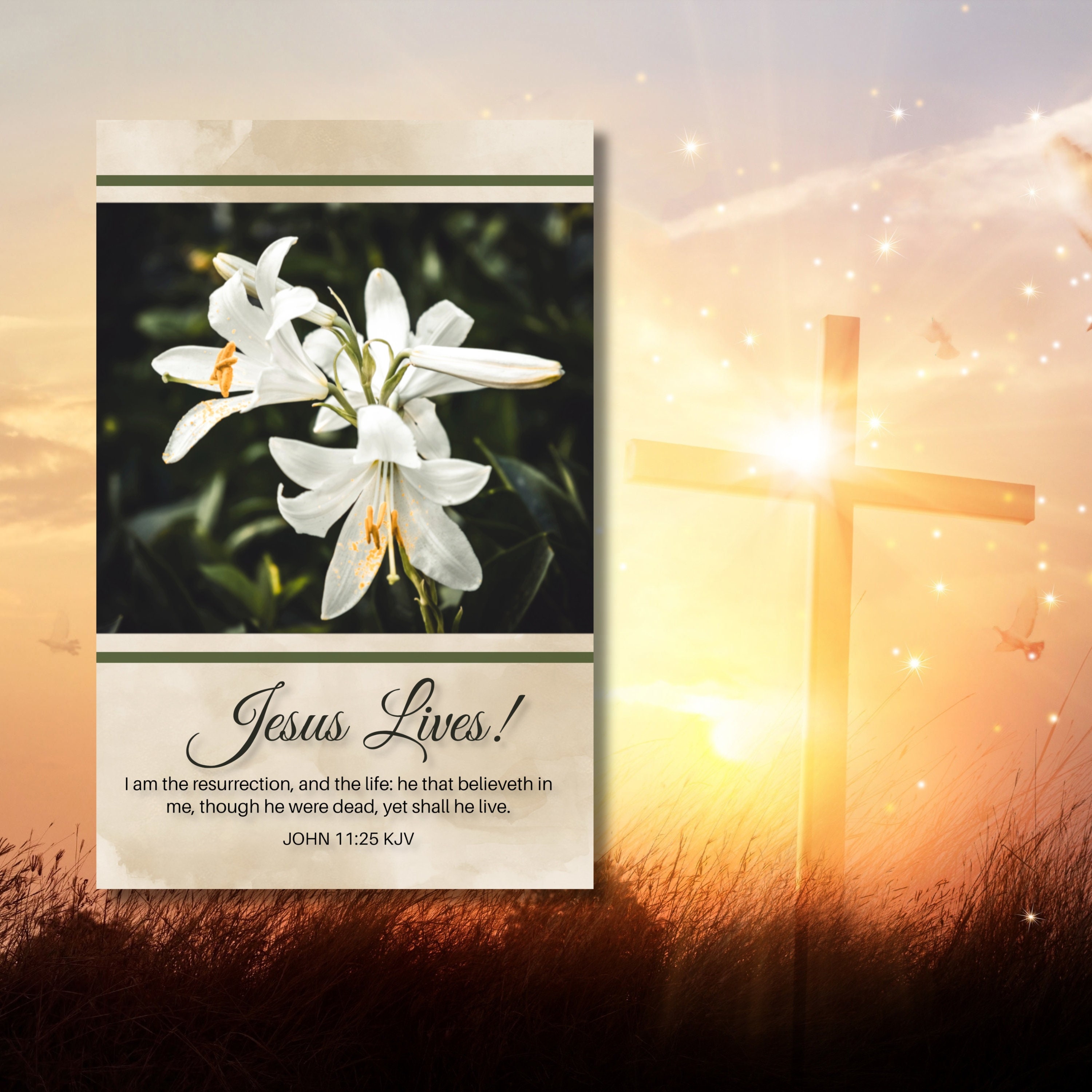 Worship Church Bulletin Cover for Easter, Jesus Lives, Resurrection Day ...