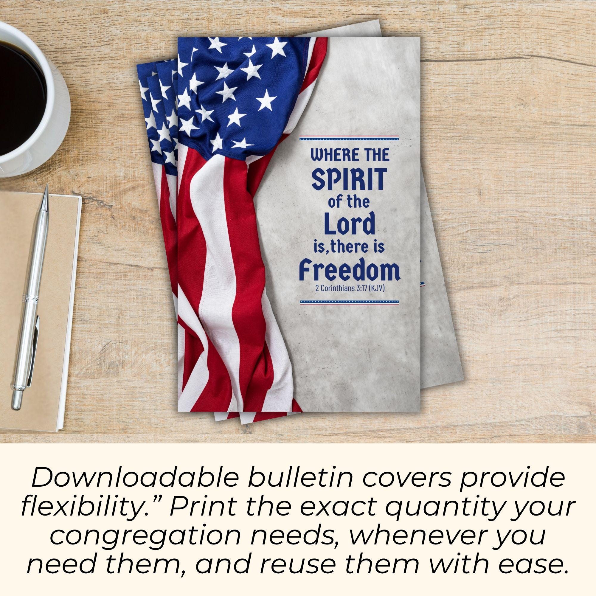 Patriotic Church Bulletin Cover Where the Spirit of the Lord Is, There ...